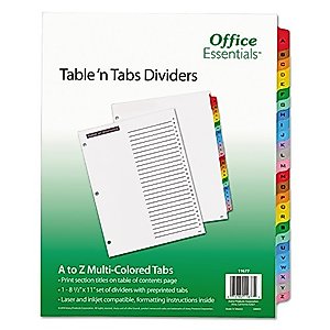 Office Essentials 11677 Table 'n Tabs Dividers, 26-Tab, Letter