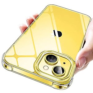 CANSHN Clear Designed for iPhone 13 case and iPhone 14 Case, [3.0mm Raised Airbags][Not Yellowing] Shockproof Protective Phone Case Cover with Hard Back & Soft TPU Bumper for iPhone 13/14 6.1''- Clear