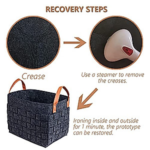 2 Pack Blanket Basket, BOLDMONKEY 15"x13"x11" XXXLarge Felt Laundry Baskets Nursery Storage Living Room Rectangular for Toy, Clothes, Kids, Bedroom(Dark Gray)