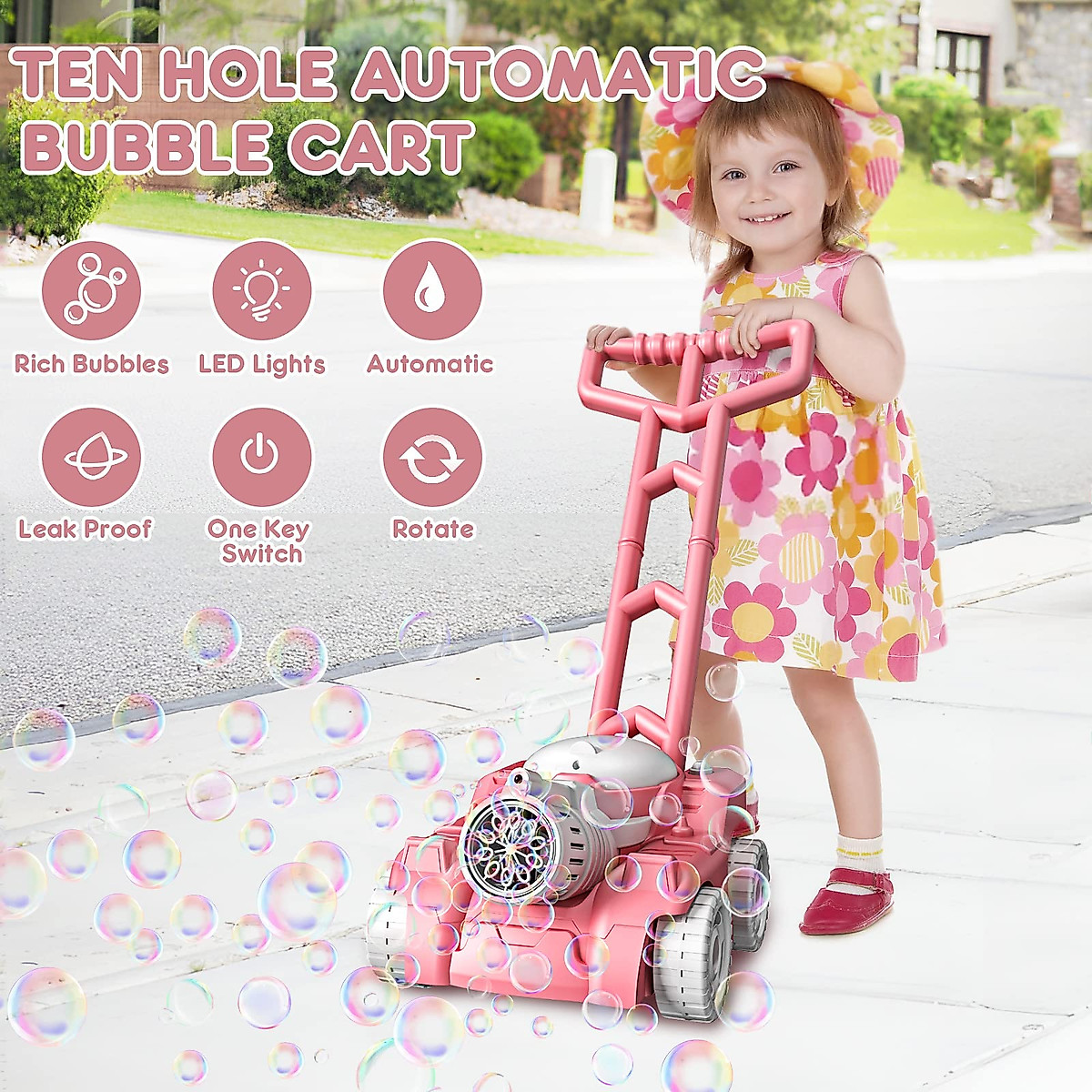 DOHLY Bubble Mower for Kids - Bubble Makers for Toddlers Automatic Bubble Lawn Mower with Music Summer Outdoor Backyard Gardening Bubble Toys Machine for Age 3+ Preschool Boys Girls Birthday Gift