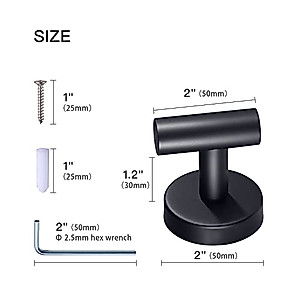 Towel Hooks Bathroom Hook Wall Towel Hooks, Stainless Steel Heavy Duty Door Hanger Towel Robe Clothes Cabinet Closet Hook for Bathroom Kitchen Garage Home Hotel, 2 Pack, Black