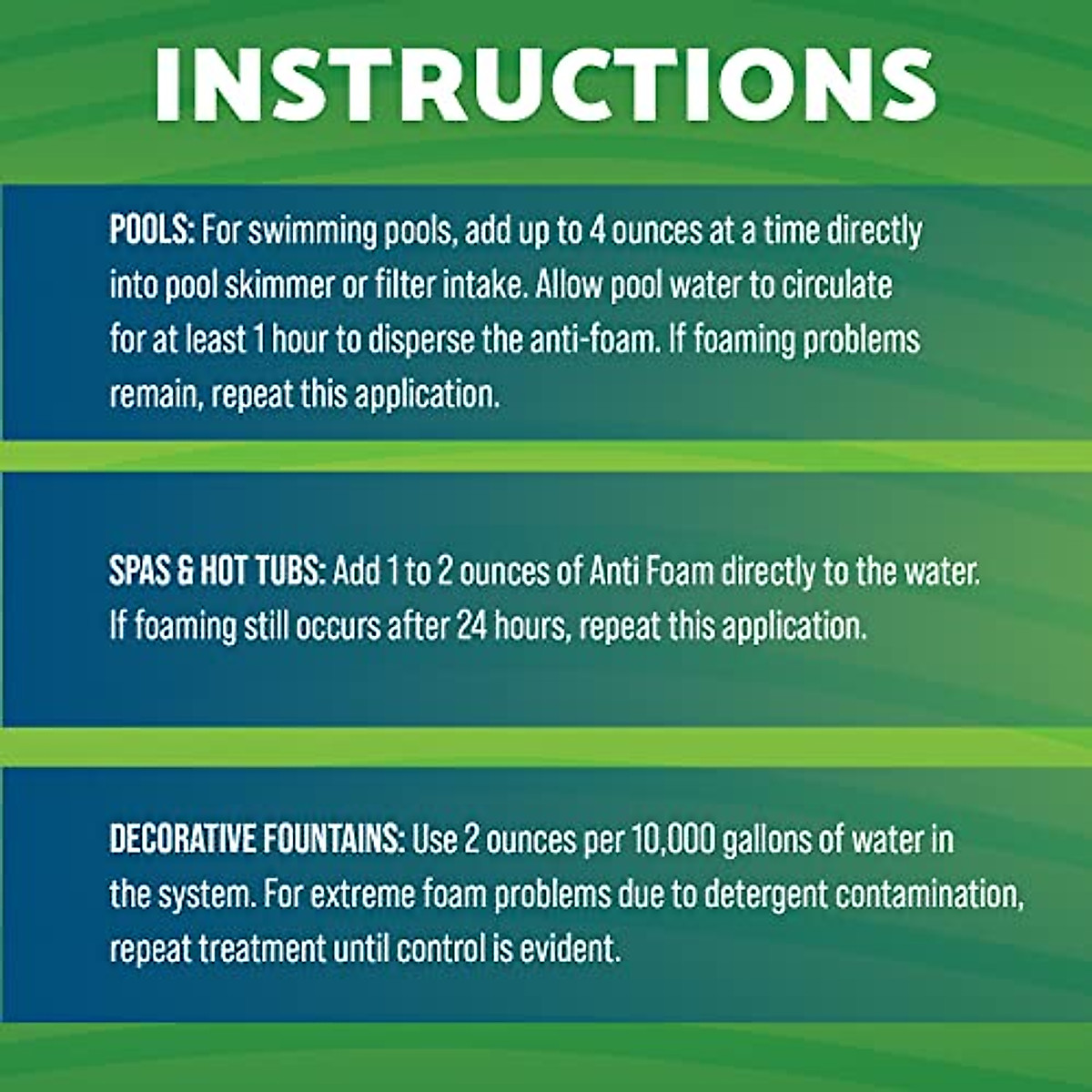 Pool & Spa Anti Foam Defoamer Concentrate - 1 Gallon