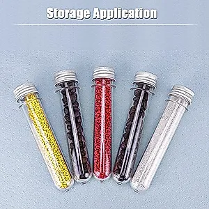 60 Pcs Plastic Test Tubes with Caps, HommyPrefer 25x140MM (45ML) Clear Test Tubes, Tube Container Vials with Good Seal for Scientific Experiments, Candy Storage, Jewelry, Party Favors or Decoration
