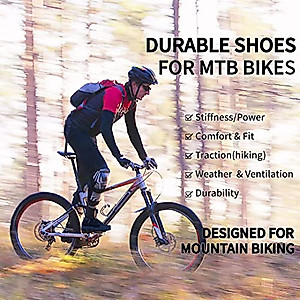SANDUGO MTB Mountain Bike Cycling Shoes for Men,2 Bolts Suitable All SPD Pedals(XC/AM), Compatible with Peloton Lightweight and Comfortable,Black US 9.5