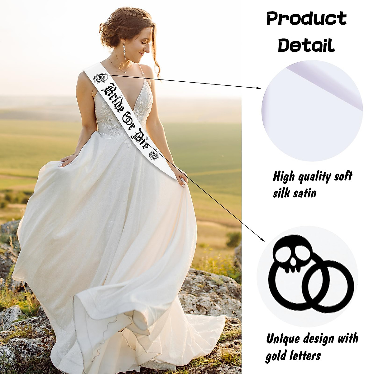 7 Pcs Bride or Die Bachelorette Party Decorations, White Bride or Die Sash and Black Till Death Do Us Party Sashes for Hen Party Bridal Shower Wedding Engagement Halloween Bachelorette Supplies