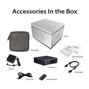 SUS ZenBeam S2 Portable Mini Wireless Projector with Speakers 500 Lumens Native 720P USB-C HDMI ( Renewed)