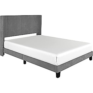 YITAHOME Upholstered Wingback Platform Bed with Headboard, Bed Frame with Wood Slat, No Box Spring Needed, Mattress Foundation (Queen), Grey
