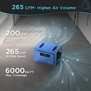 Airecoler 125 Pints Commercial Dehumidifier for Crawl Spaces & Basements with Drain Hose, Industrial Grade Water Damage Restoration for up to 6,000 sq ft, Auto Defrost, Memory Starting