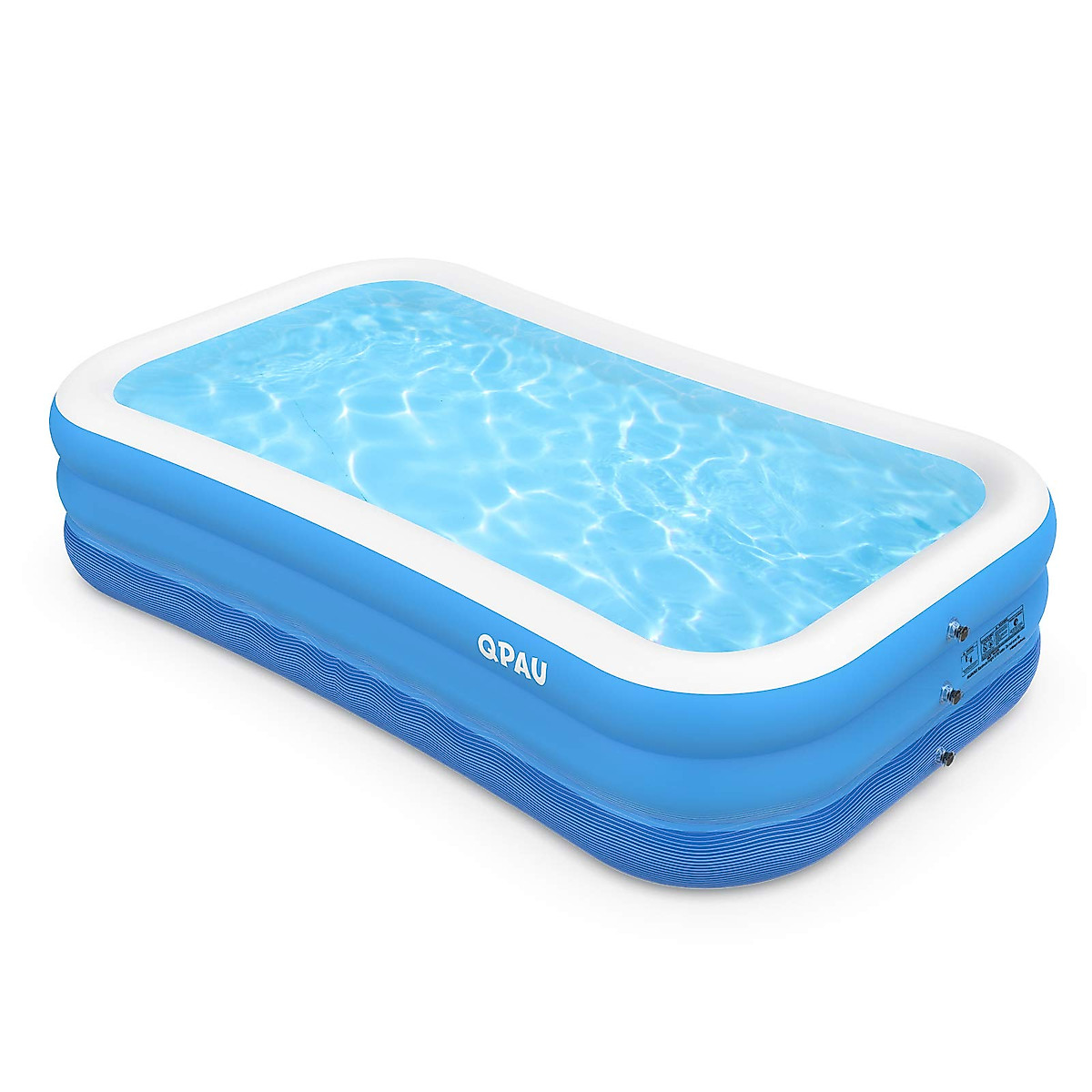 QPAU Inflatable Swimming Pool, 2021 Upgraded Family Full-Sized Blow Up Pool, Heavy Duty Above Ground Pool for Kids, Adults, Outdoor, Backyard, Pool Party