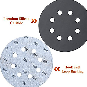 70PCS Wet Dry Sanding Discs, Gibolin 5 Inch 8 Hole Hook and Loop Sandpaper, 400 600 800 1000 1500 2000 3000 Assorted Grits Sanding Sheet, Orbital Dustless Sander for Wood Car Boat Polishing Finishing