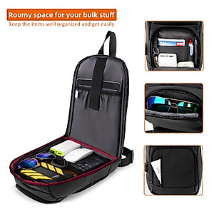 KINGSLONG Waterproof Sling Backpack Bag for Men Women with USB Charging Port, Crossbody Daypack Casual Chest bag Rucksack Shoulder backpack for Hiking Outdoor Travel Cycling Camping