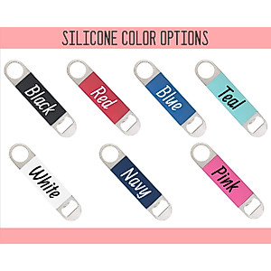Custom Name Script Stainless Steel Bottle Opener with Silicone Grip - 7 Colors - 15 Designs
