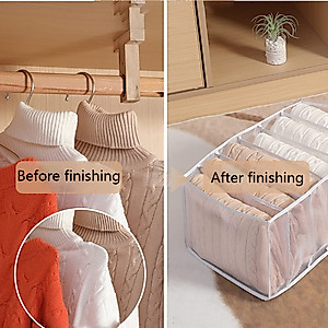 2PCS wardrobe clothes storage box, upgraded version (+large) (+thick) 15.7*11.8*7.8 inches, the compartment design can be folded to store clothes, washable and foldable mesh to separate clothes. (2)