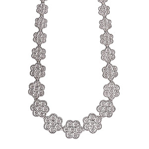 Beyond Brilliance Classy 2.00 Carat Diamond, Illusion Set Sterling Silver Round Cut Diamond 18 inch Long Milgrain Floral Necklace (J-K, I3) Jewelry for Women|Gift Box Included