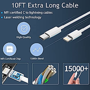 [MFi Certified] USB C iPhone 14 13 12 Fast Charger Block and 10FT Long iPhone Lightning Charging Cord Compatible for iPhone 14 Pro Max/14 Pro/14, 13/12/11 Pro Max, 13/12/11 Pro,iPad