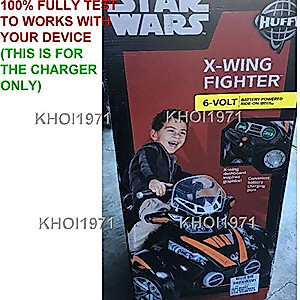 KHOI1971 8-FEET Wall Charger AC Adapter for Charging Black Orange-Trim 17066 17086 Huffy Star Wars X-Wing Fighter Ride On Motorcycle 6V-Volt Battery Charger AC Adapter NOT Created or Sold by Huffy
