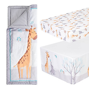 The Hōmistry Jungle Friends Crib Bedding Set for Boys or Girls | 3-Piece - Crib Quilt, Fitted Sheet, Crib Skirt