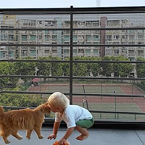 Balcony Safety Net for Kids Banister Guard-10ft X 3ft Thick Pet Balcony Guard Balcony Netting for Pets Rail Net for Balcony Apartment Cat Netting Safety Netting for Railings Stair Guard (Black)