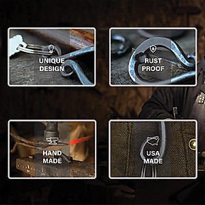 Steel Bottle Opener Keychain For Men & Women With Key Ring Loop | Rustic Cast Iron & Forged Metal Accessory For Everyday Carry | Made In USA | By WICKS FORGE