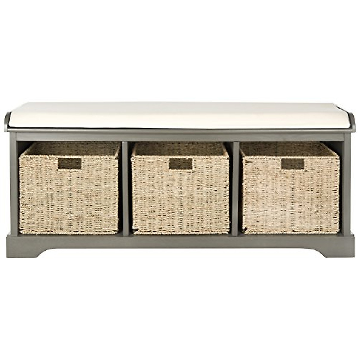 Safavieh American Homes Collection Lonan Grey and White Wicker Storage Bench, 0