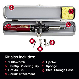 Master Appliance Ultratorch UT-100SiK Butane Powered Cordless Soldering Iron, Flameless Heat Tool for Wire Connectors and Pinpoint Butane Torch, 3 in 1 Tool with Metal Case - USA Company