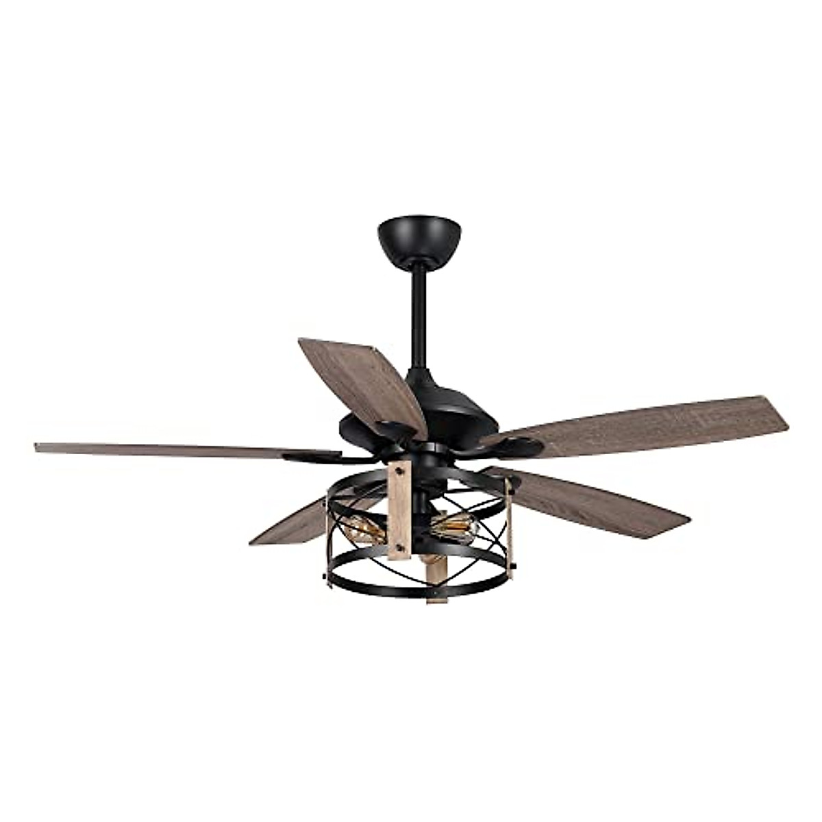 Parrot Uncle Ceiling Fans with Lights and Remote Farmhouse Ceiling Fan with Light 52 Inch Black Outdoor Ceiling Fans for Patios Covered, Reversible Motor