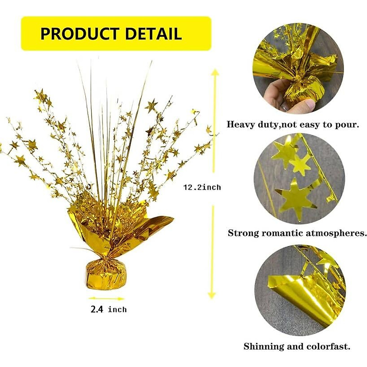 ALISSAR Glitter Gold Star Centerpieces-Table Decorations for Home Decor Birthday Wedding Anniversary Decor (Gold) (4, Gold)