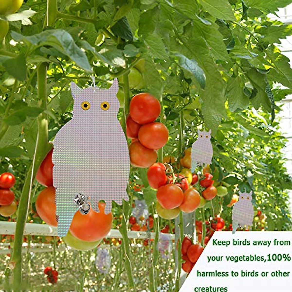 Home-X Guard Owl Decoy for Yard, Reflective Bird Deterrent Decoration with Bells