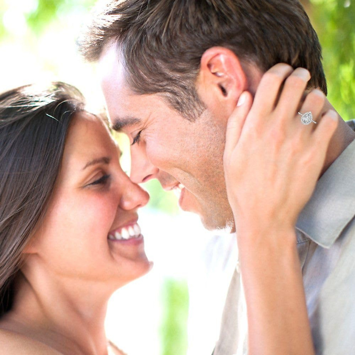 Clara Pucci 2.42ct Pear Cut Solitaire with Accent Halo Stunning Genuine Moissanite Modern Ring 14k White Gold 9.5