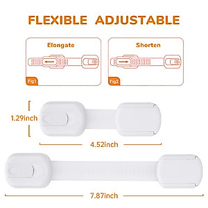 10 Pack Child Safety Cabinet Locks, Baby Drawer Safety Locks, Adjustable Safety Door Locks