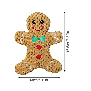 Stuffed Christmas Dog Toys, Cute Christmas Themed Squeaky Dog Toy, Puppy Gingerbread Man Chew Toys, Puppy Chew Santa Toys, Puppy Chew Toys Soft Pet Toys Tough Dog Chew Toys for Aggressive Chewers