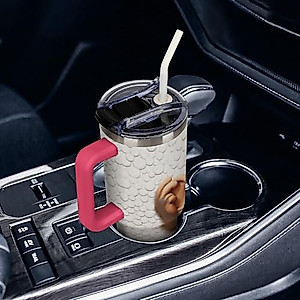 LLUTSNTH 40 Oz Vacuum Tumbler with Light Rose Red Handle Leakproof Insulated Tumbler Cute Monkey Stainless Steel Travel Mug with Lid And Straw Coffee Cup Cute Water Bottles Cup Holder Friendly