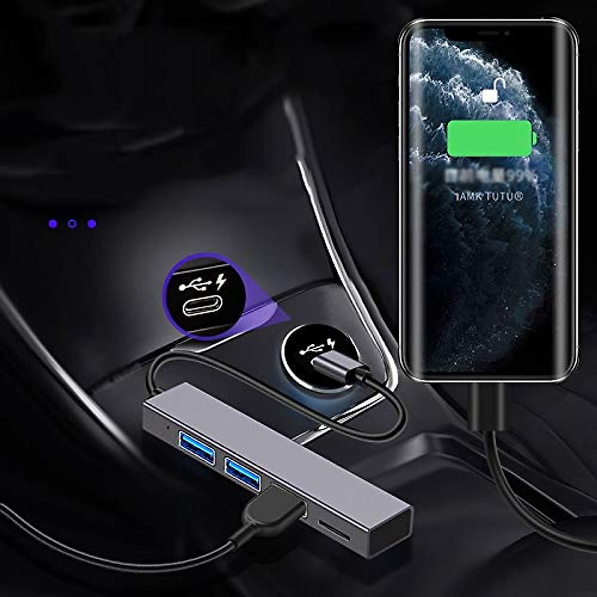 SHYPT Converter Dual USB Interface Car U Disk Listening to Songs Adapter Car Mobile Phone Charging Data Line Connection