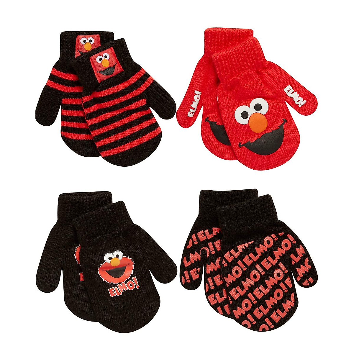 Sesame Street Toddler Boys’ Mittens – Elmo, Cookie Monster, Big Bird, Oscar the Grouch (2T-4T), Size Age 2-4, Elmo Mitten