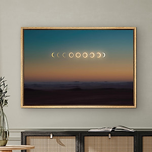 SIGNWIN Framed Canvas Wall Art Moon Phase Aerial Astronomy & Space Expressive Global Moon Multicolor Photography Realism Warm - 16"x24" Natural
