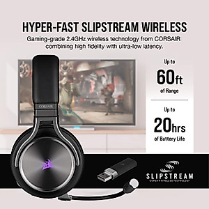 Corsair Virtuoso RGB Wireless SE Gaming Headset - High-Fidelity 7.1 Surround Sound with Broadcast Quality Microphone - Memory Foam Earcups - 20 Hour Battery Life Works w/ PC, MacOS, PS5 - Gunmetal