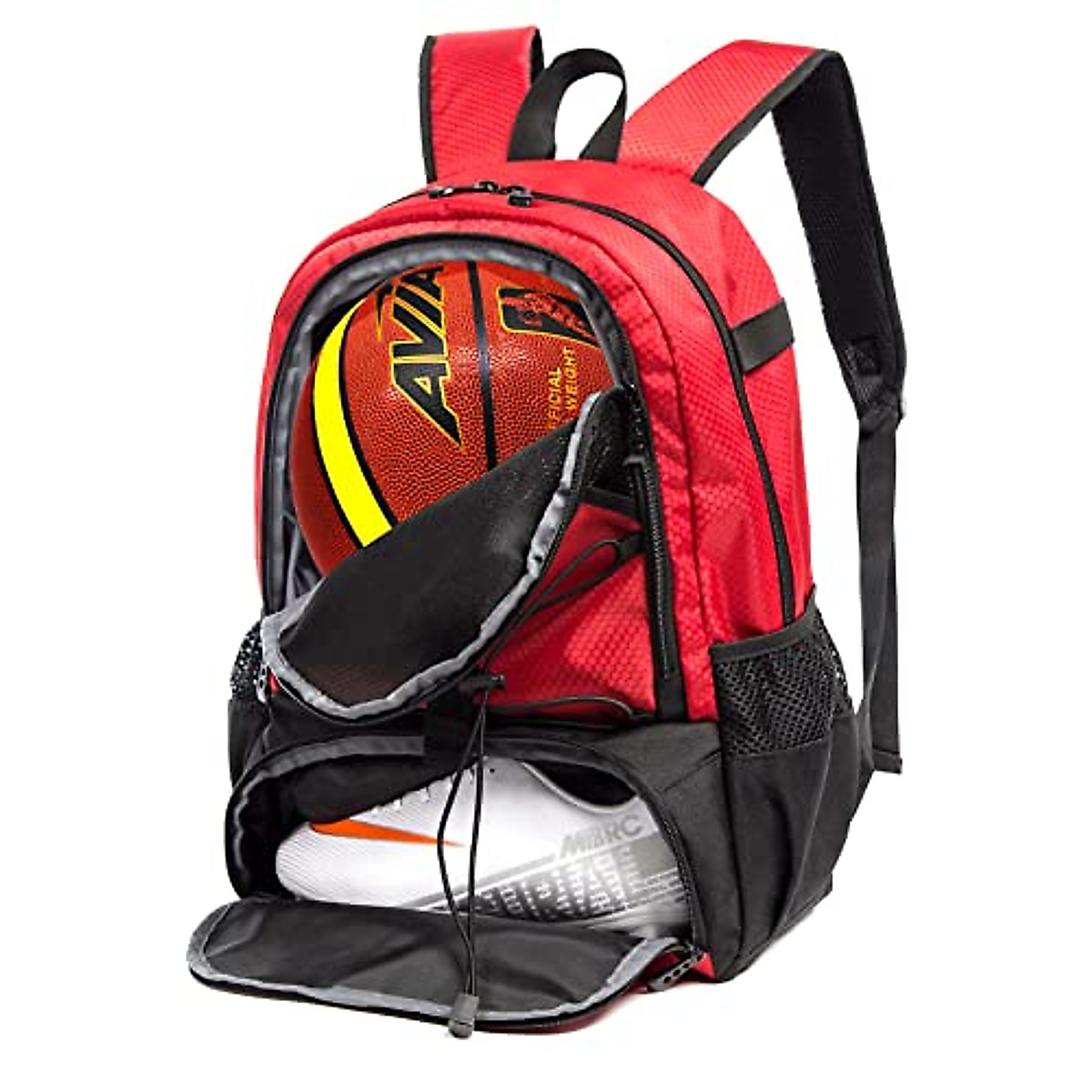 Qiaoqii Youth Basketball Bag/Soccer Bag/Baseball Softball Bag/Multipurpose Gear Backpack with Fence Hook and Shoe Compartment, Can Hold Sports Gear such as Helmet, Ball, Gloves, Shoes, etc.