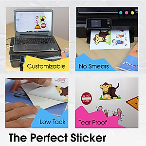 PPD Printable Vinyl Sticker Paper for Inkjet Printer, Matte Sticker Paper 8.5 x 11, Self-Adhesive Print Your Own Stickers at Home, Custom Photo, Waterproof & Tear Resistant, Instant Dry (10 Sheets)