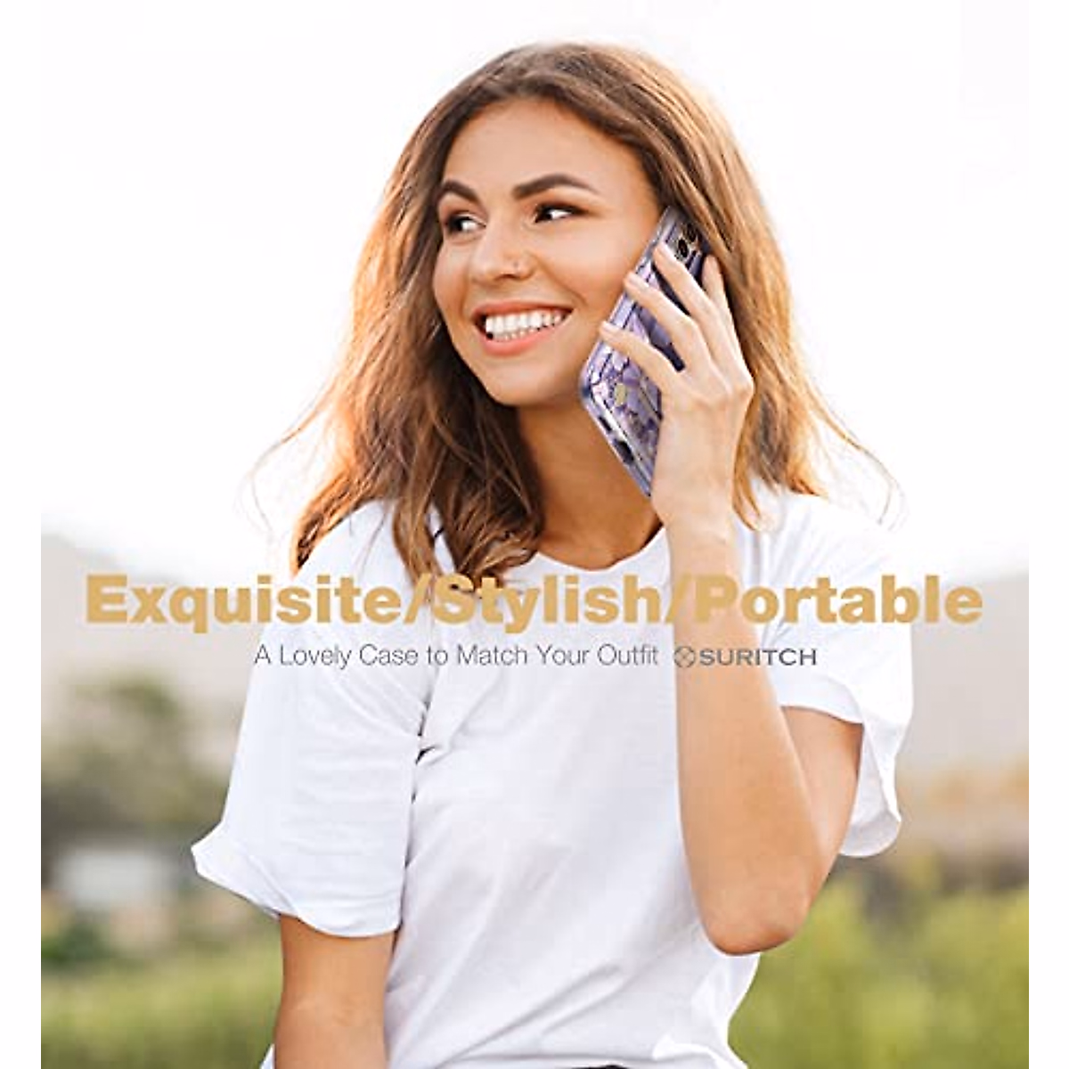 SURITCH for Samsung Galaxy S23 6.1 Inch Case, [Built-in Screen Protector] [Dual-Layer Protection ] Full Shockproof Rugged Bumper Phone Protective Cover - Purple Cosmos