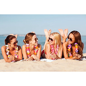 Miyumati 50Pcs Hawaiian Leis for Luau Party Bulk, Luau Leis Lays Necklace Hawaiian Party Supplies for Adults and Kids, Hawaiian Flower Leis for Tropical/Pool/Beach Themed Party