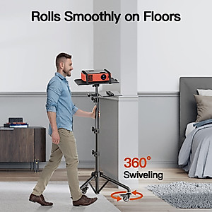 Amada Projector Stand with Wheels, Height Adjustable Rolling Stand with Mouse Tray, Bag Included - Ideal for Laptop, Projector, DJ, Sheet Music - AMPS05