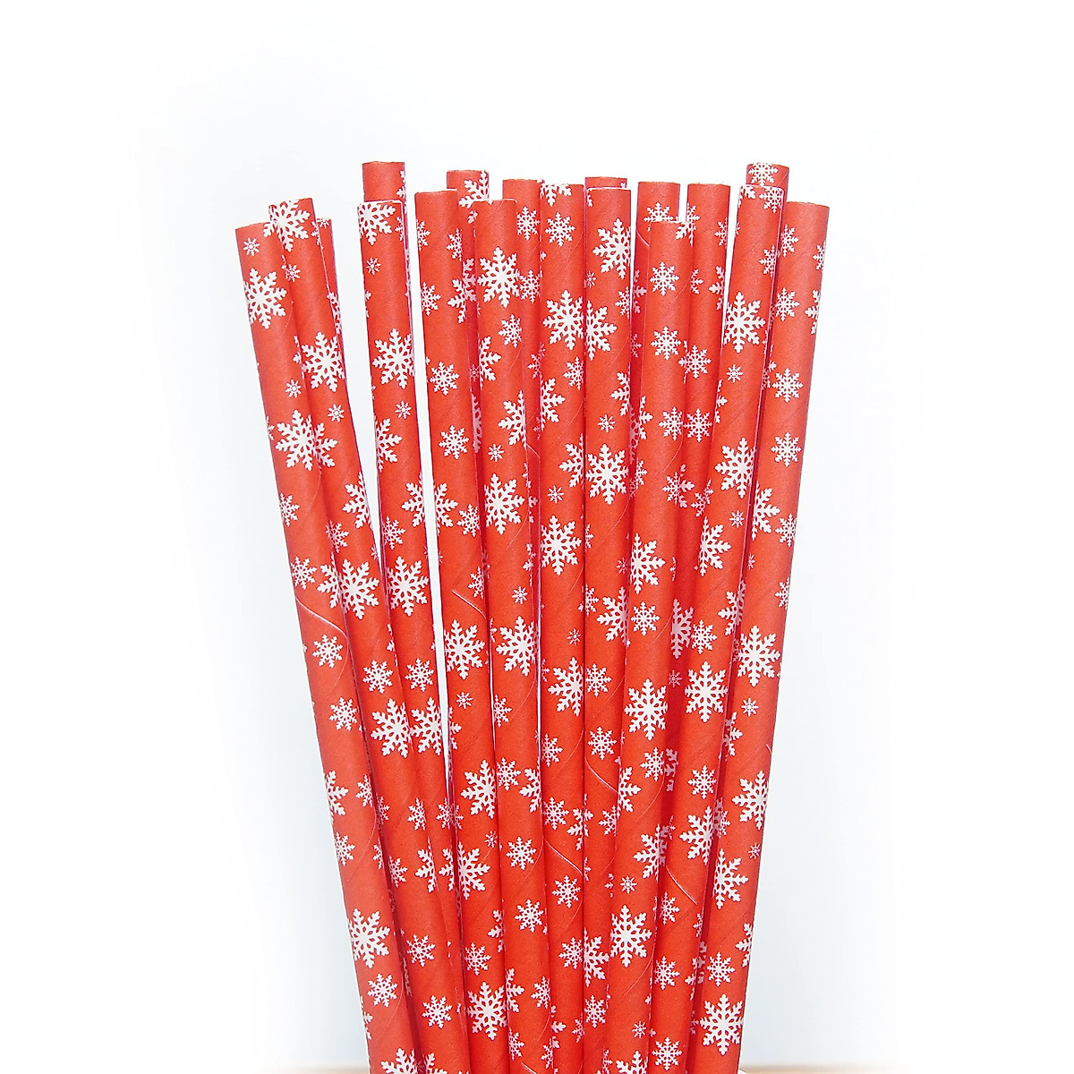 Weemium Christmas Paper Straws - Pack of 200 in 10 Designs - Biodegradable Christmas Straws for Drinking, Party & Crafts