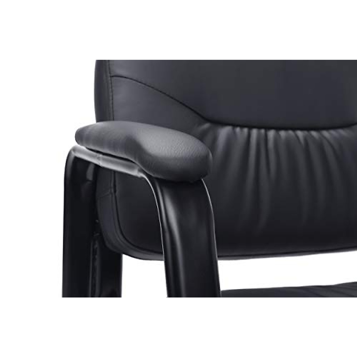 OFM ESS-9015 Bonded Leather Executive Side Chair with Sled Base, Black, Black