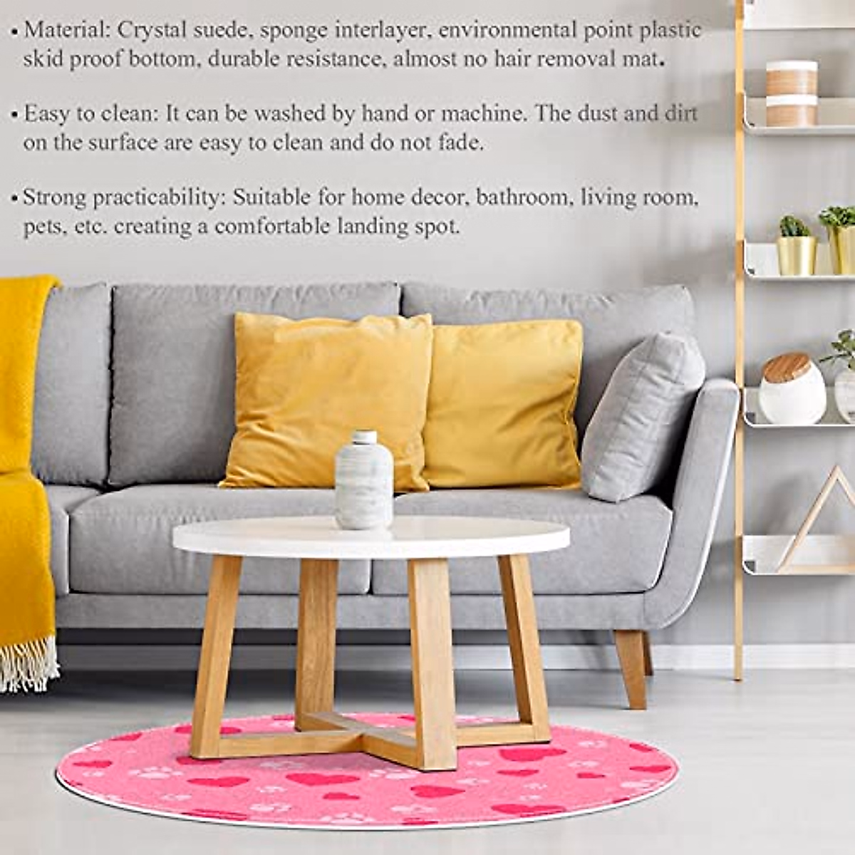 Area Rugs for Living Room Rug Mat,Hearts Paw Dog Pink,Decor Bedroom Rug Floor Carpet Home Soft Area Rug