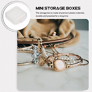 120pcs Plastic Square Empty Small Case Beads Storage Containers Clear Mini with Hinged Lid for Earrings Rings Small Items