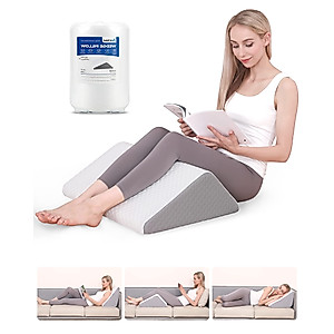 Forias Knee Wedge Pillow 8" Pure Memory Foam Bed Wedge Pillow for Sleeping After Surgery Triangle Pillow for Knee Support Leg Elevation Sciatica Knee Hip Back Pain Relief