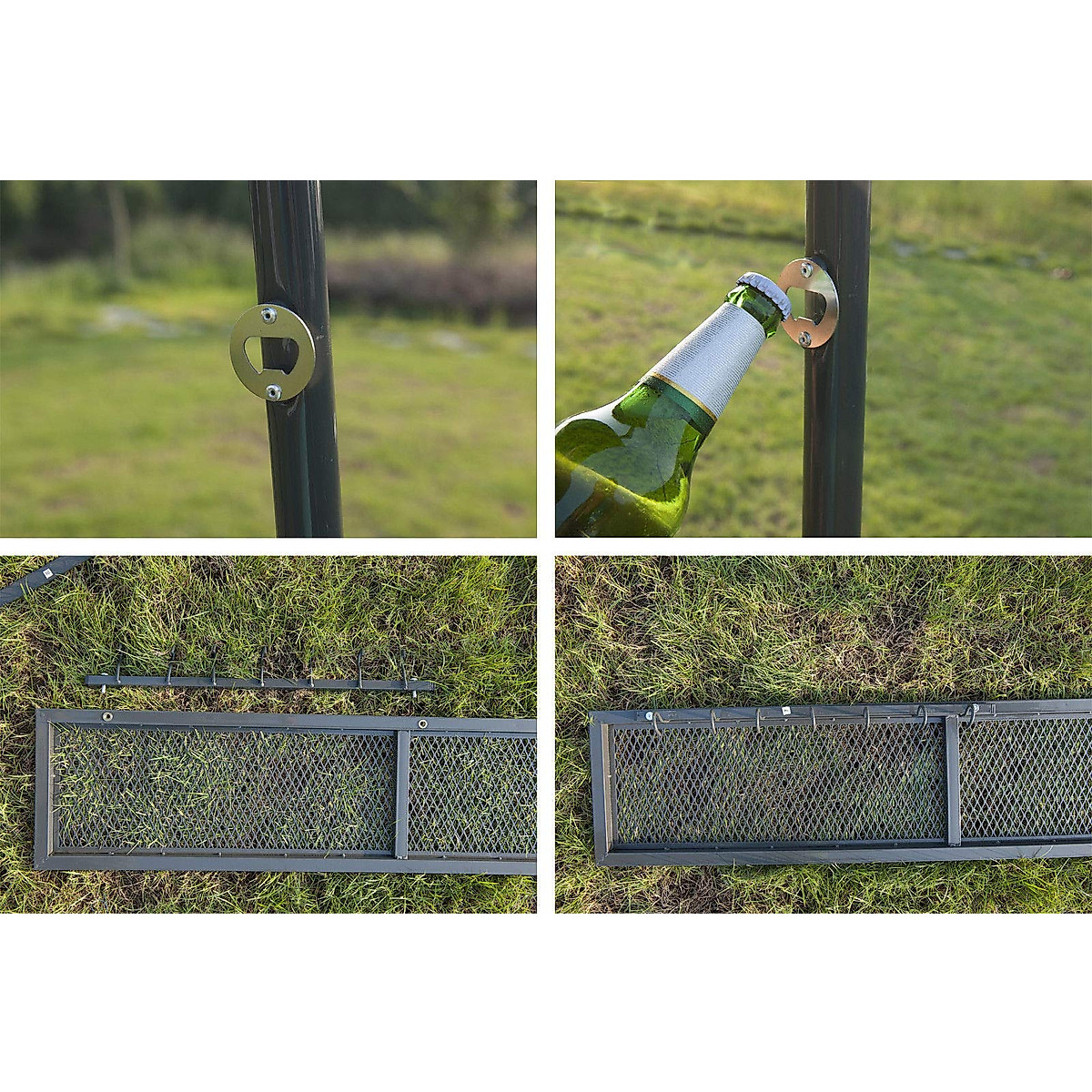 8x5 Ft Barbecue Metal Grill Gazebo Tent Pergola BBQ Canopy Sun shelter for Outdoor Patios Deck Yard Balcony W/Lights 2-Tier Vent Brown Soft Top Roof