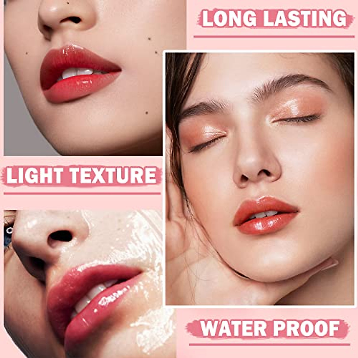 CAHIUYOA Lip Tint Stain Set,Korean Long Lasting Moisturizing Waterproof,High Pigment Multi-use and Cheek Tint,Natural Makeup tinta para labios(#01#02)