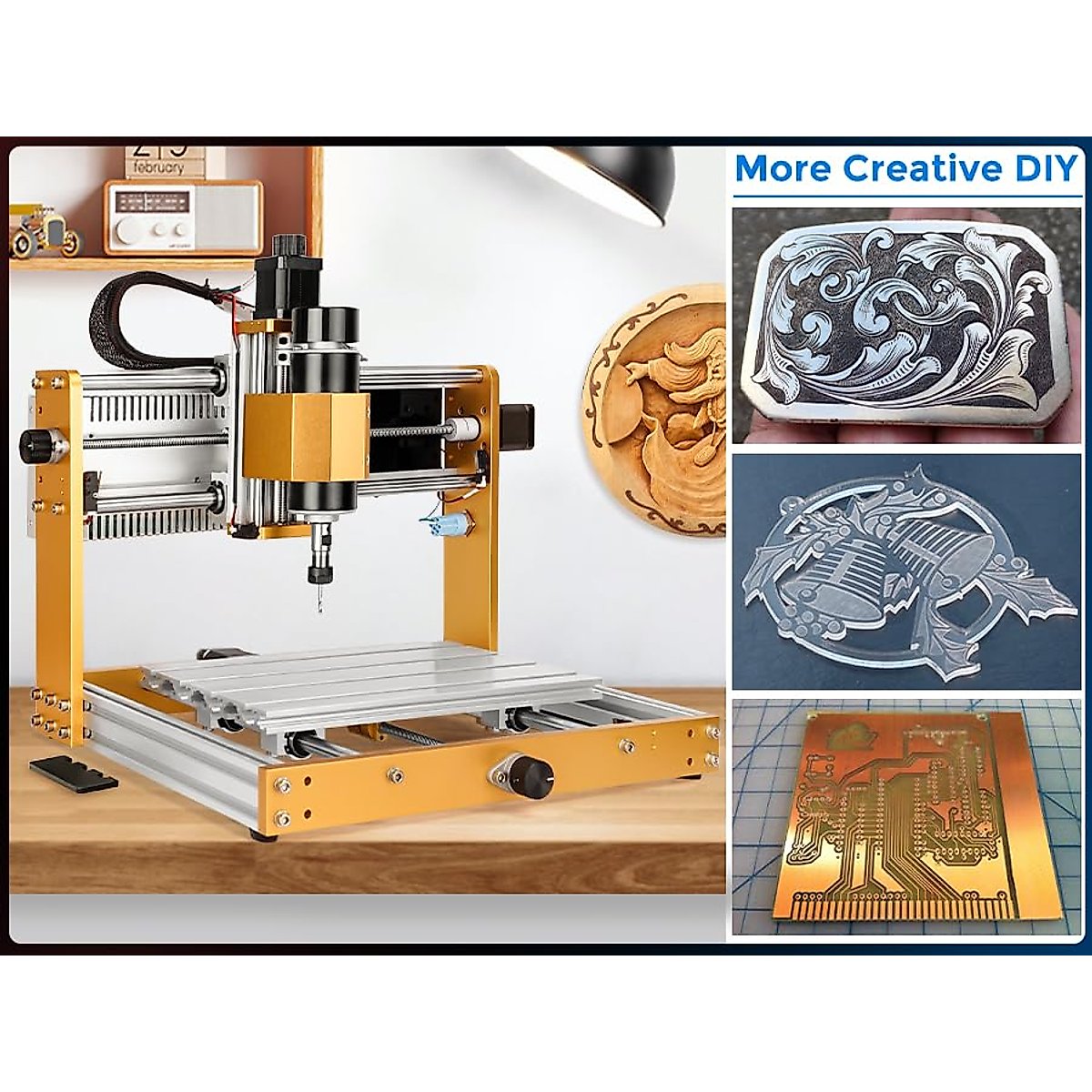 CNC Spindle, 500W CNC Spindle Motor,52mm Clamp with ER11 Collet and 10pcs Router Bit，High Precision for DIY CNC Router Milling and CNC Router Machine