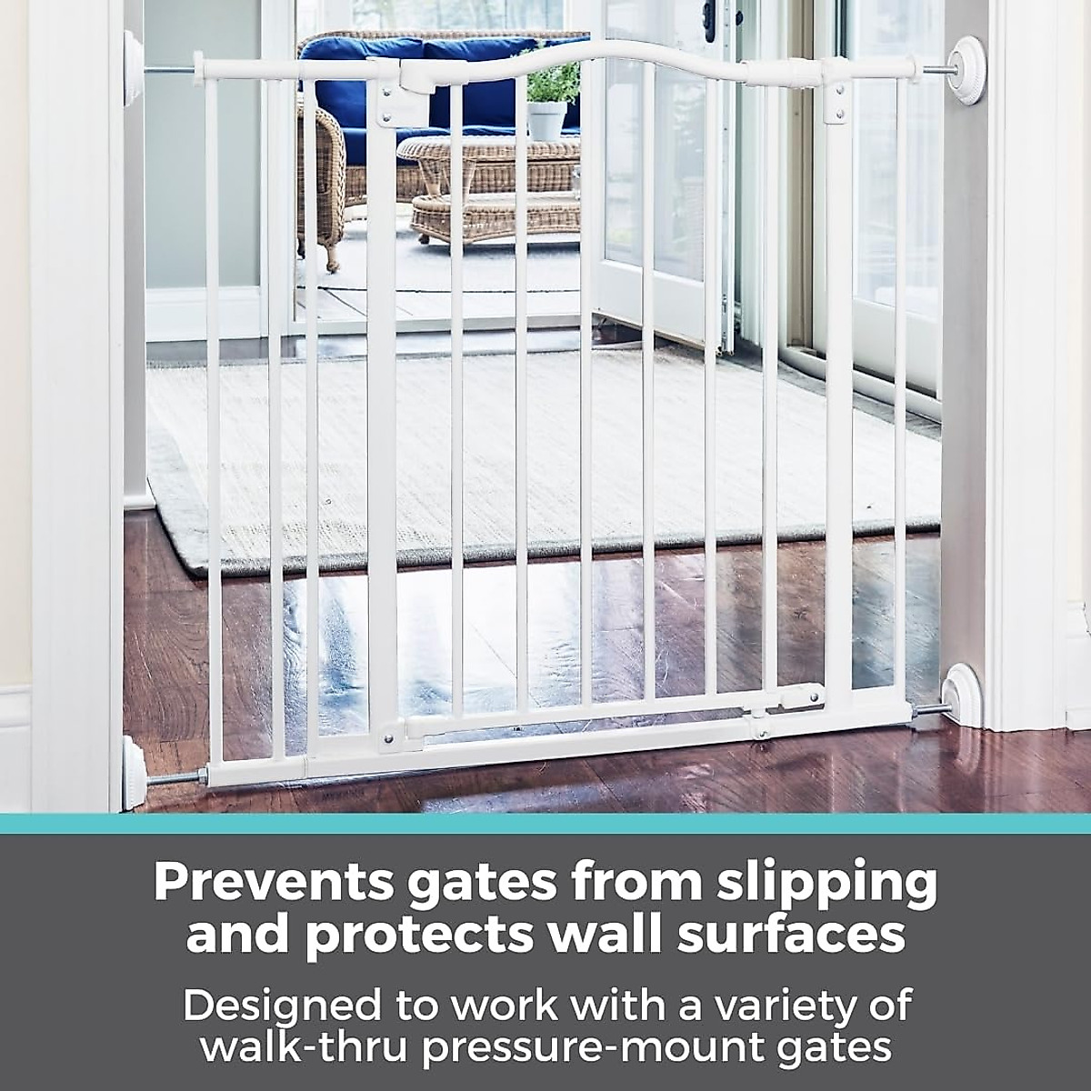 Toddleroo by North States Baby Gate Wall Guards: Provides extra safety and stability for most pressure mounted baby gates. Protects walls from damage. Pressure or Hardware Mount. (Pack of 4, White)